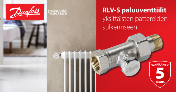 Danfoss RLV-S paluuventtiilit 5 vuoden takuulla — Dahl